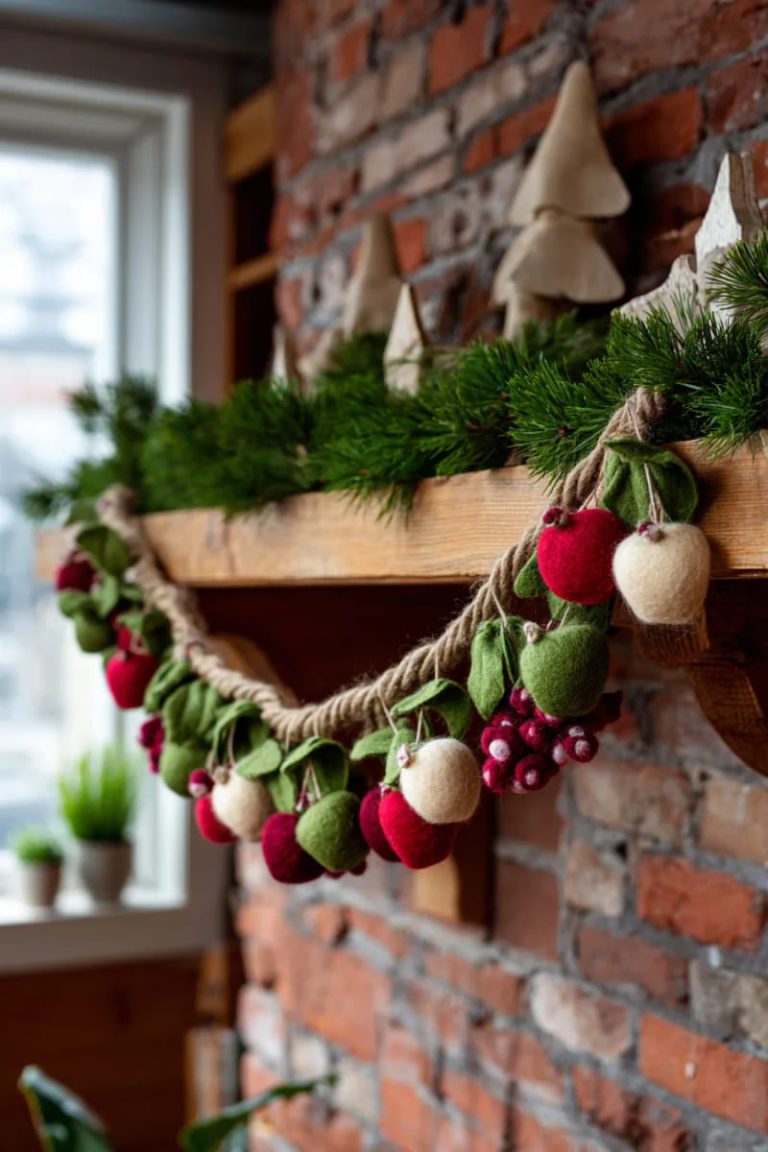 21 Cozy Wool Christmas Garlands for a Charming Holiday Look