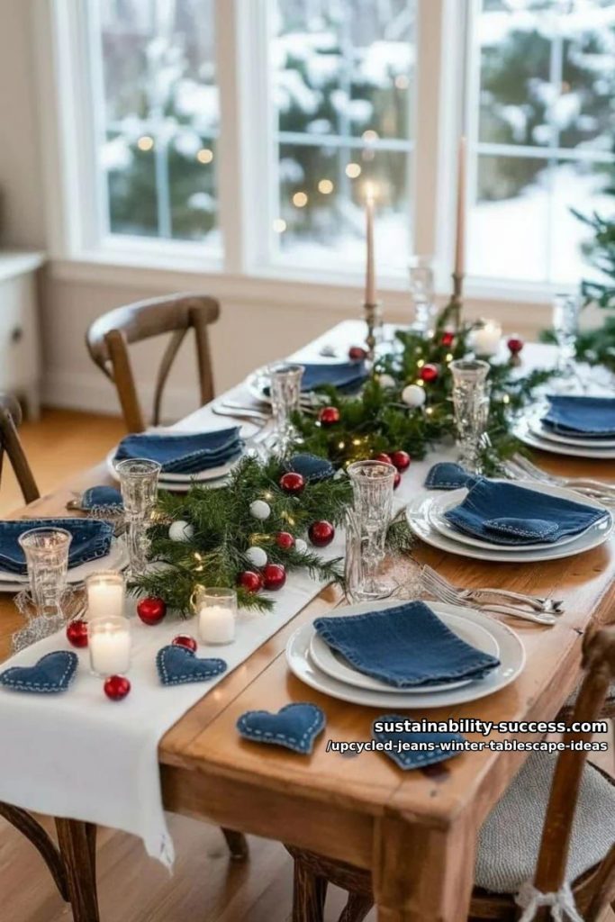 15 Unique Upcycled Jeans Winter Tablescape Ideas